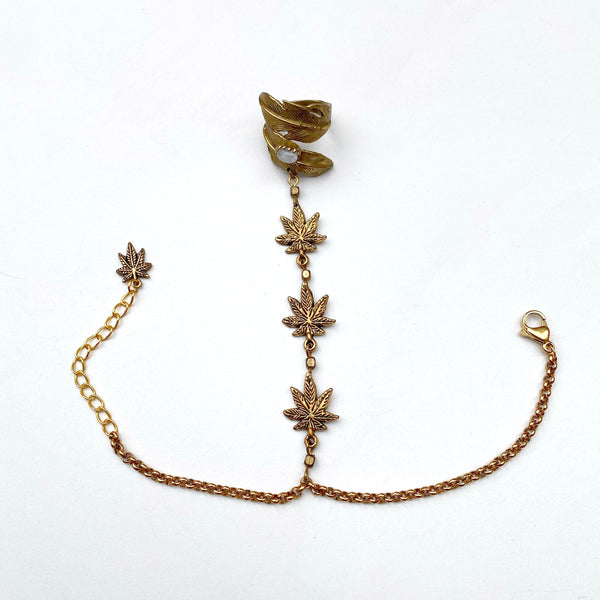 Feather White Quartz Weed Leaf Hand Chain – Blunted Objects